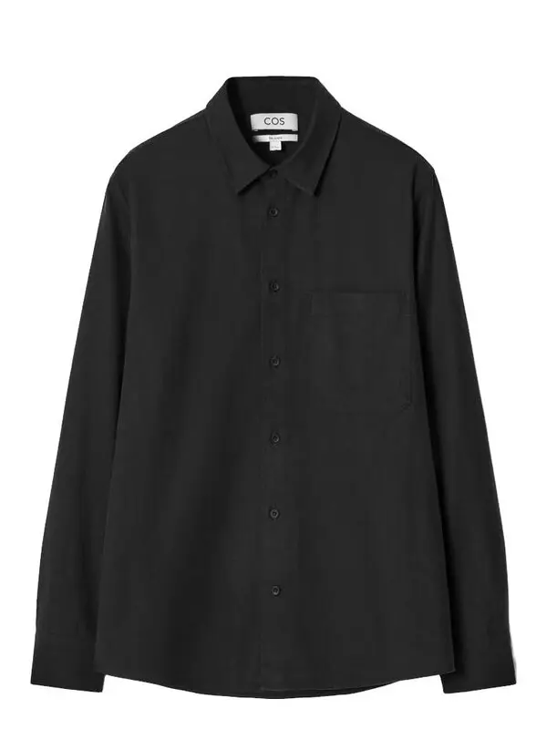 Cos Relaxed Brushed Cotton-blend Shirt - Black