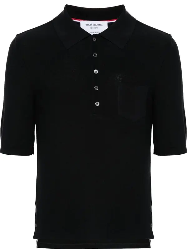 Thom Browne 4-bar Silk Polo Shirt - Blue