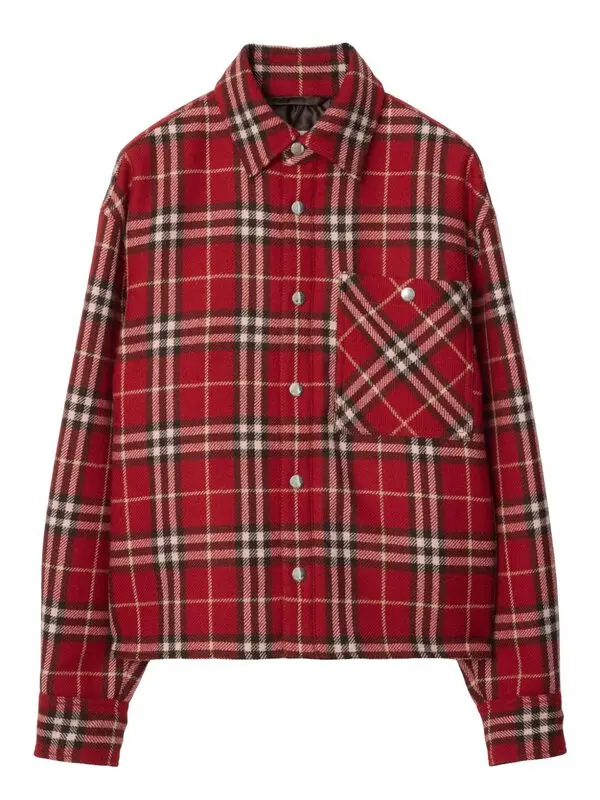 Burberry Check Wool Shirt - Red