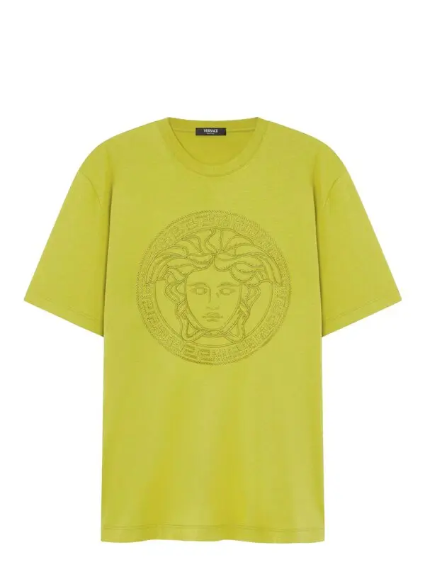 Versace Medusa-embroidered T-shirt - Yellow