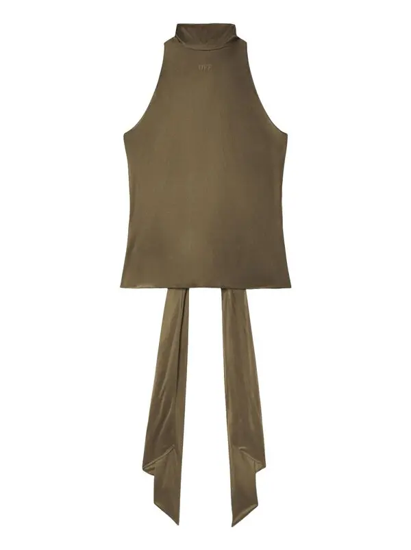 Off-White Draped-detail Jersey Top - Green