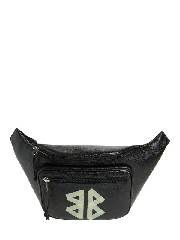 Balenciaga Explorer Leather Belt Bag - 1004 Washed Black
