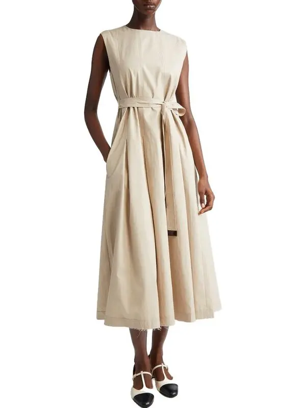 Max Mara Amina Cotton Twill Midi Dress - Beige
