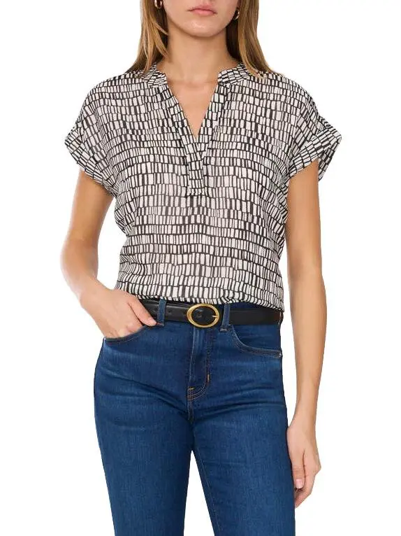 Vince Camuto Abstract Print Top - Rich Black