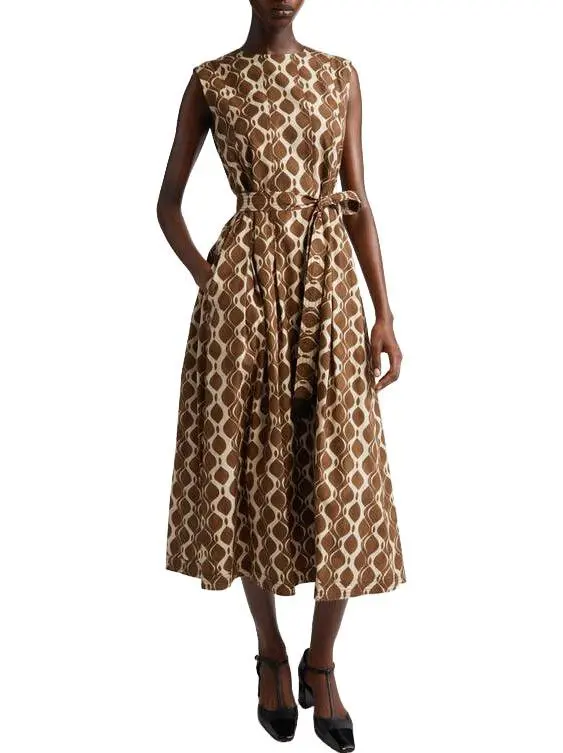 Max Mara Amati Print Poplin Midi Dress - Ecru