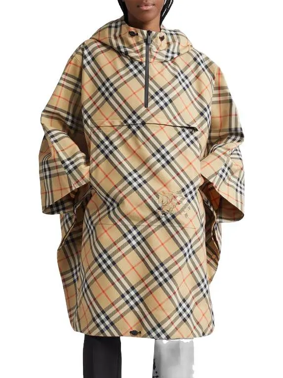 Burberry Check Nylon Poncho - Sand