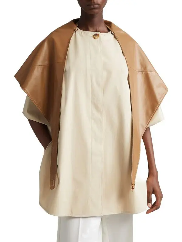 Max Mara Garza Cotton Cape With Removable Scarf - Colonial