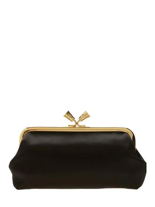 ANYA HINDMARCH Maud Satin Clutch - Black
