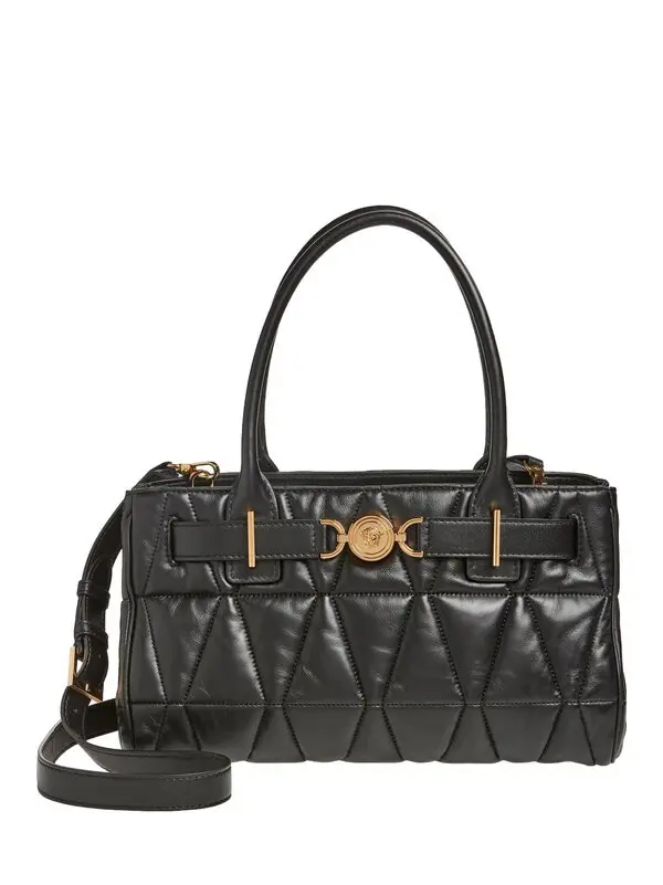 Versace Medium Medusa '95 Quilted Leather Tote - Black Versace Gold