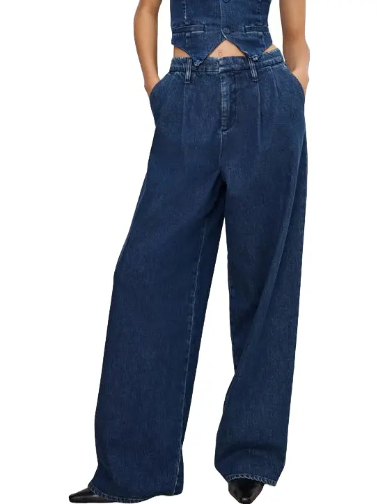 Good American Wide-leg Pleated Jeans - Indigo724