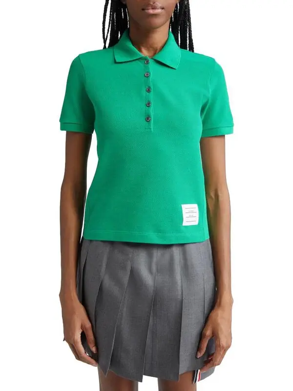 Thom Browne 4-bar Cotton Piqué Polo - Green