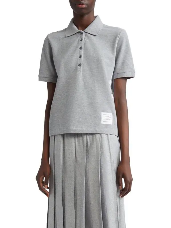 Thom Browne 4-bar Cotton Piqué Polo - Grey