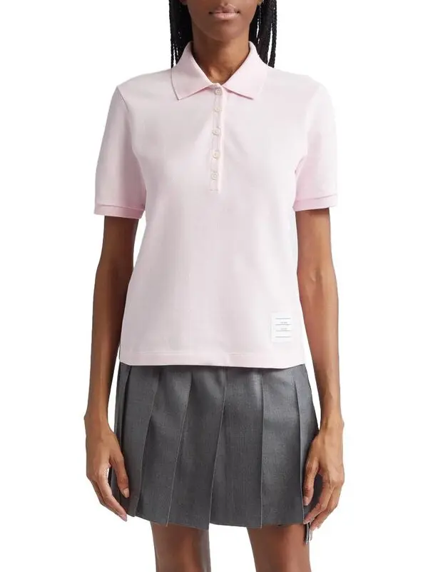 Thom Browne 4-bar Cotton Piqué Polo - Pink