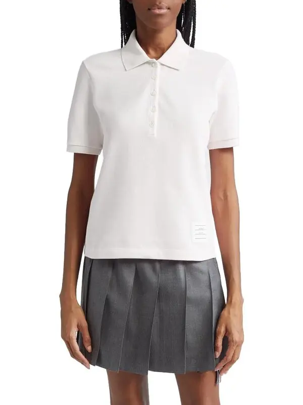 Thom Browne 4-bar Cotton Piqué Polo - White