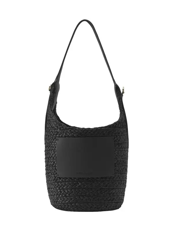 Helen Kaminski Nisida Raffia Bucket Bag - Charcoal/ Black