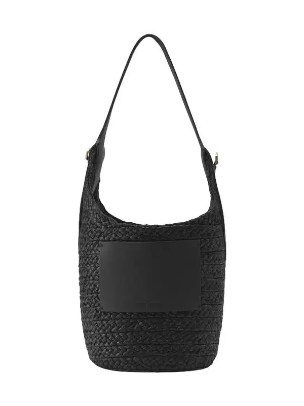 Helen Kaminski Nisida Raffia Bucket Bag - Charcoal/ Black