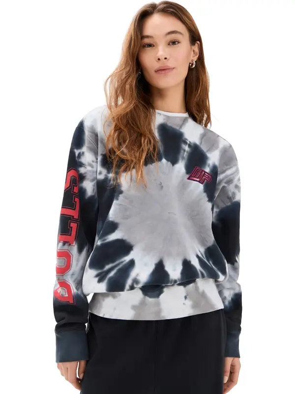 DANNIJOPRO Dannijo Chicago Bulls Team Crewneck Sweatshirt - Black Tie Dye