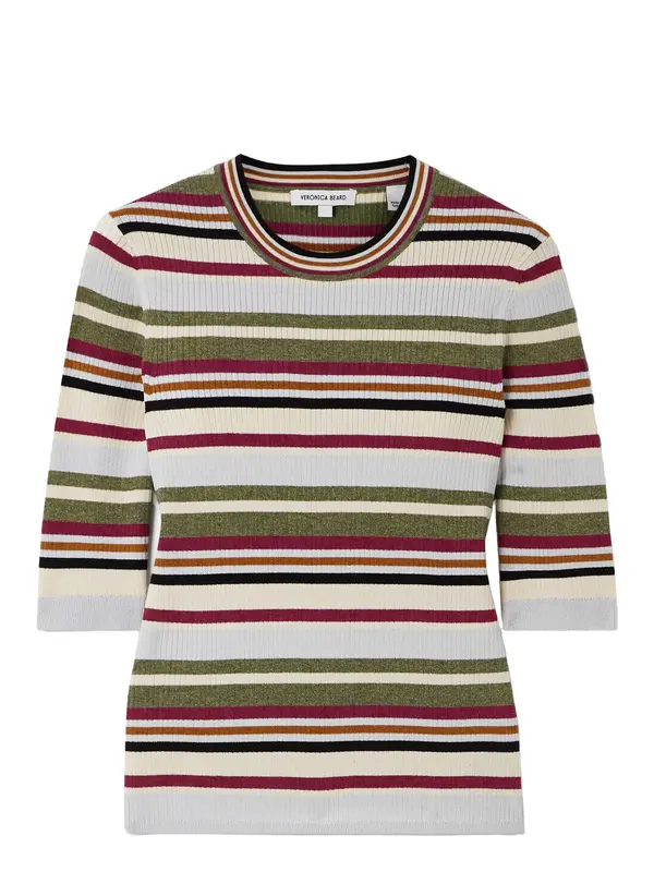 Veronica Beard Kavya Striped Ribbed-knit Sweater - Multi