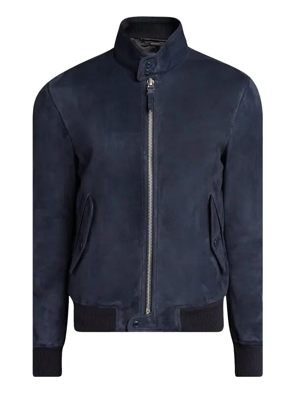 TOM FORD Herrington Suede Blouson Jacket - Navy
