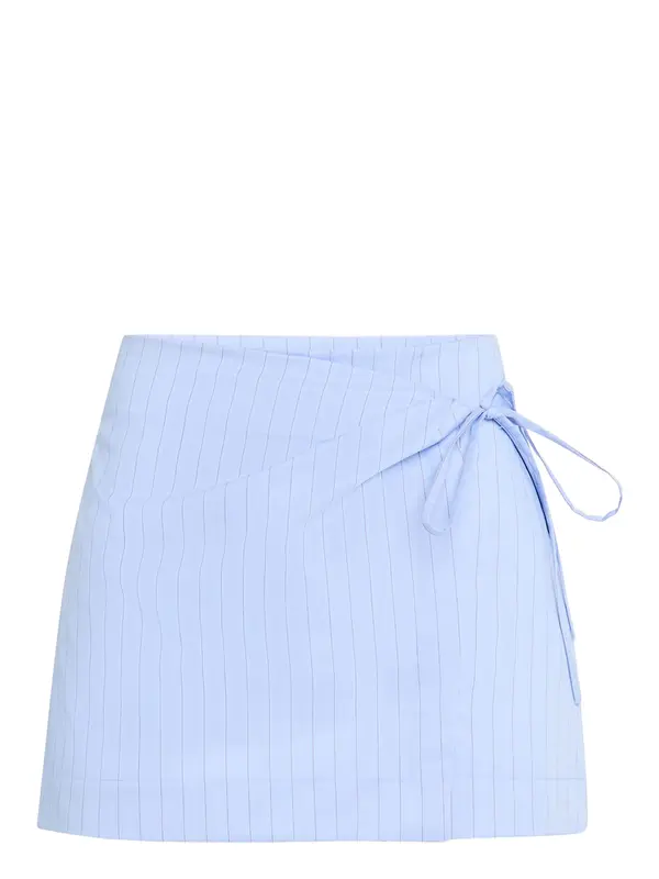 Sir The Label Lori Pinstripe Mini Skirt - Sky Blue