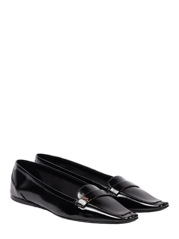 Saint Laurent Poppy Leather Ballet Flats - Black