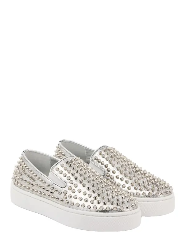 CHRISTIAN LOUBOUTIN Spikeboat Slip-on Sneakers - Silver