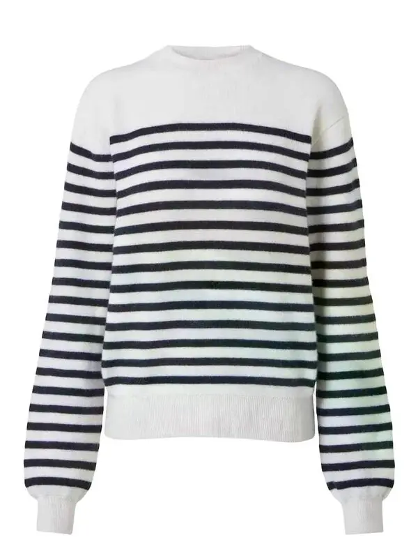 Khaite Viola Striped Cashmere-blend Sweater - White