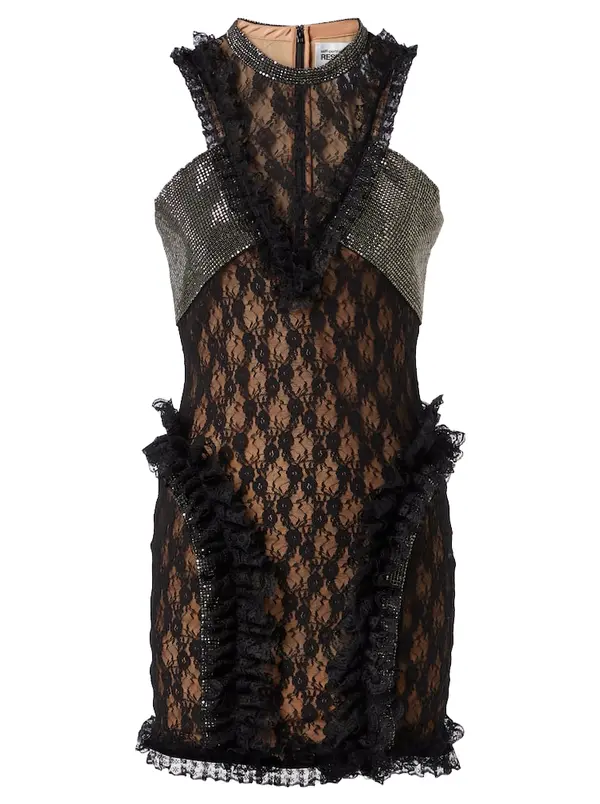 SELF-PORTRAIT X Christopher Kane Embellished Lace Minidress - Black