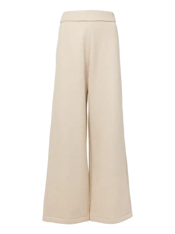 Max Mara Cotton-blend Wide-leg Pants - Beige