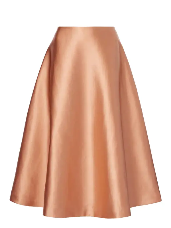 Carolina Herrera Satin Midi Skirt - Brown