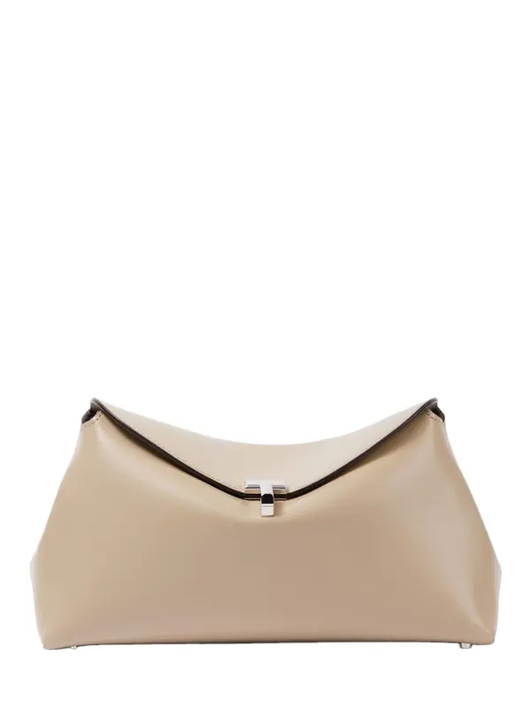 TOTEME T-lock Leather Clutch - Beige