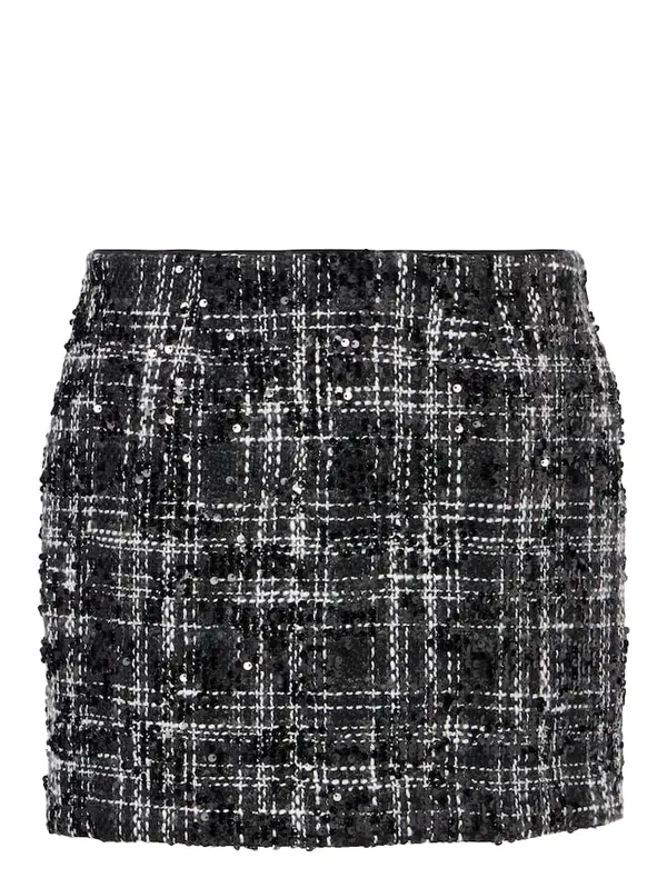 Remain Birger Christensen Sequined Bouclé Miniskirt - Black
