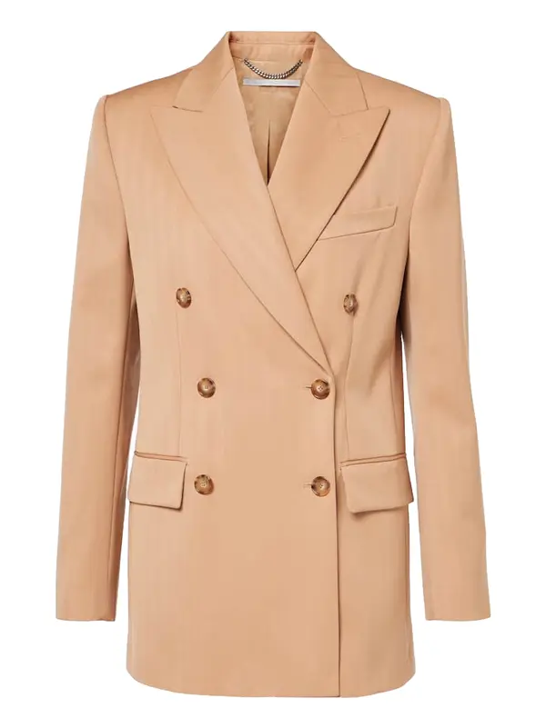 Stella McCartney Striped Double-breasted Wool Blazer - Beige
