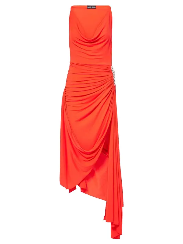 David Koma Lamé Midi Dress - Orange