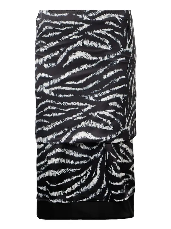 Attico Zebra-print Satin Midi Skirt - Black