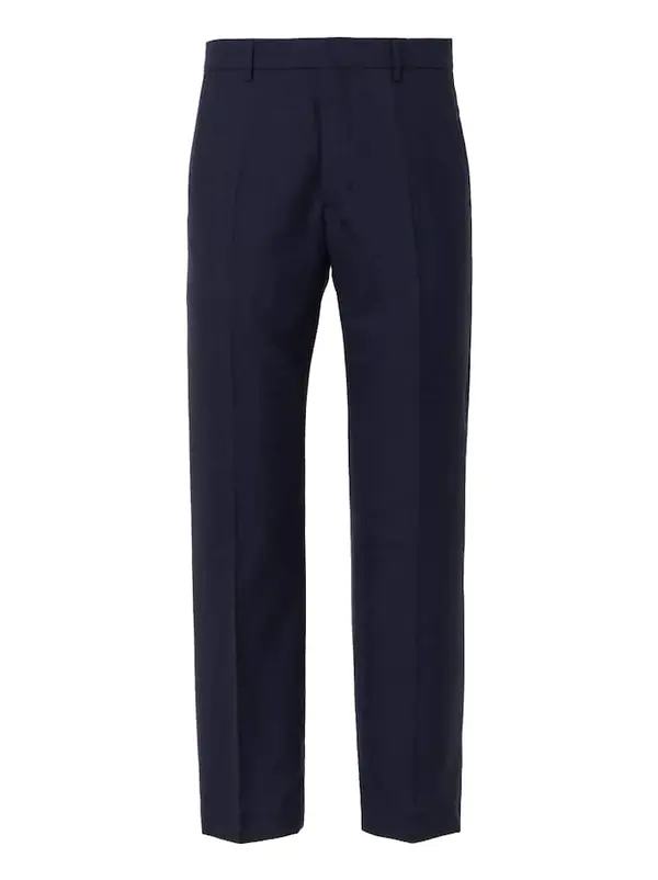 Ami Virgin Wool Canvas Straight Pants - Blue