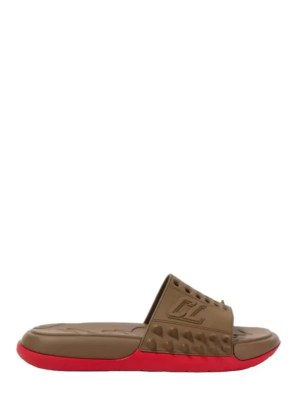 CHRISTIAN LOUBOUTIN Take It Easy Spiked Slides - Brown