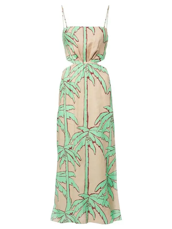 Johanna Ortiz Beach Harmony Linen Maxi Dress - Beige