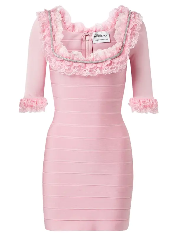 SELF-PORTRAIT X Christopher Kane Lace-trimmed Minidress - Pink