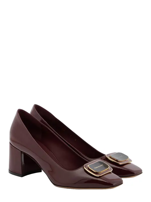 FERRAGAMO Vella 60 Patent Leather Pumps - Burgundy