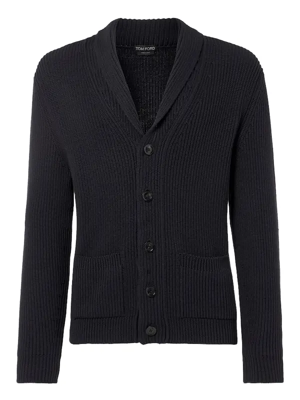 TOM FORD Ribbed-knit Wool And Silk Cardigan - Black