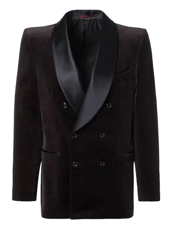 Brunello Cucinelli Cotton Velvet Tuxedo Jacket - Brown