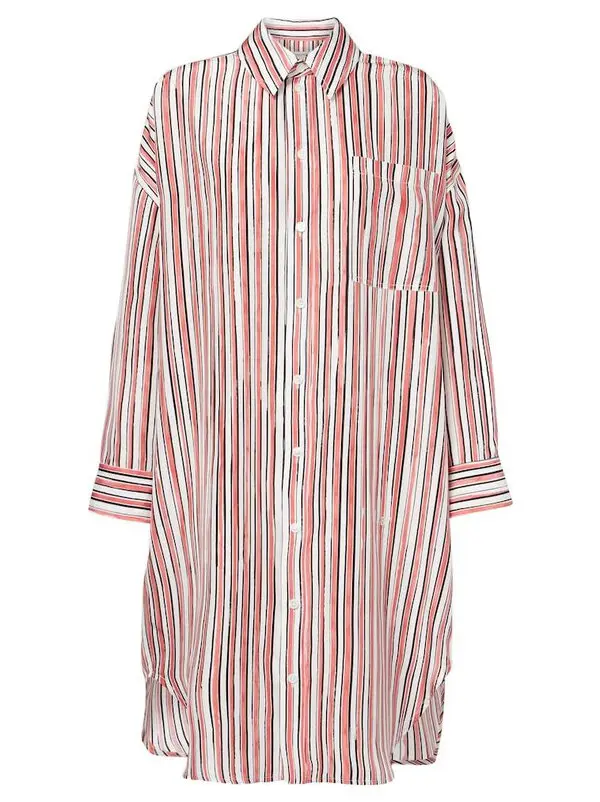 Bottega Veneta Silk Midi Shirt Dress - Red