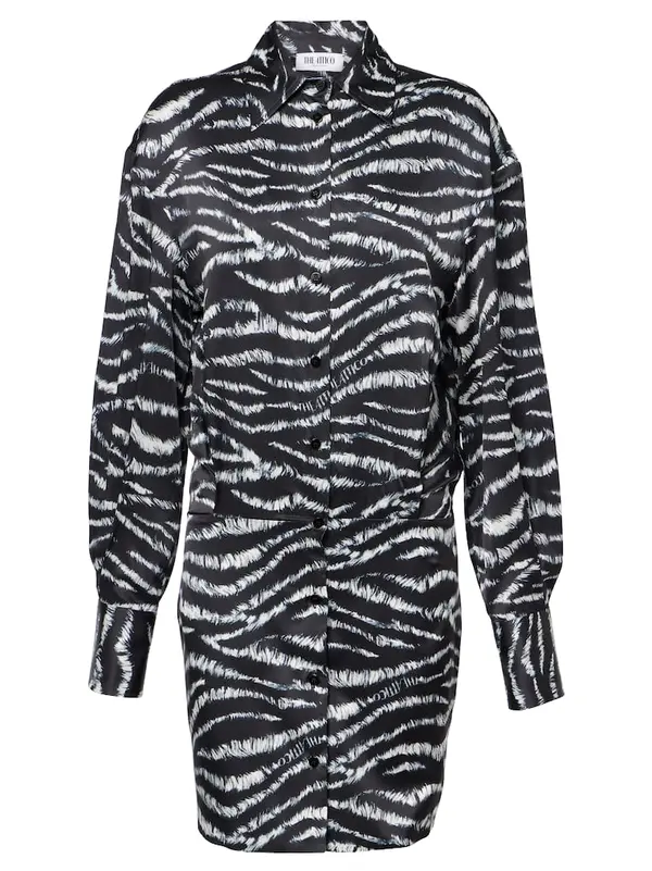 Attico Silvye Zebra-print Shirt Dress - Black