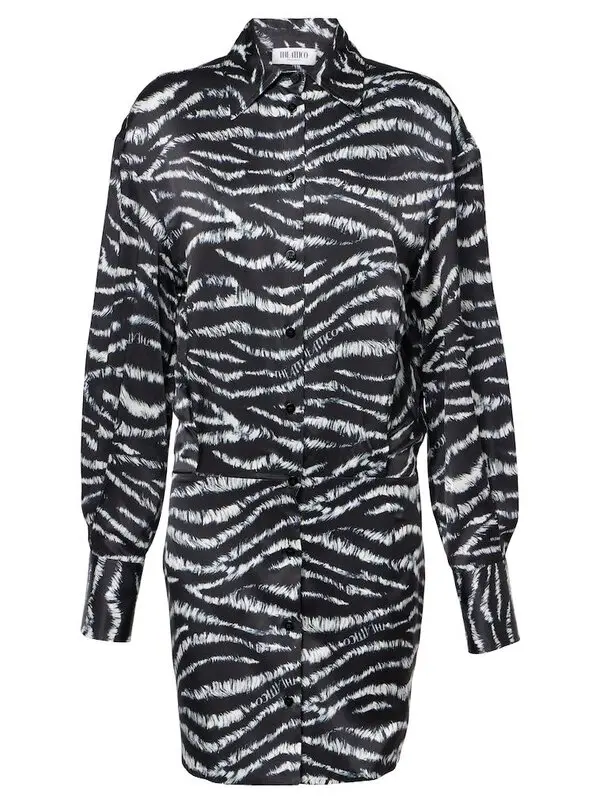 Attico Silvye Zebra-print Shirt Dress - Black