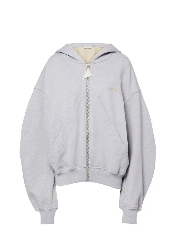 Attico Logo Cotton Fleece Hoodie - Grey