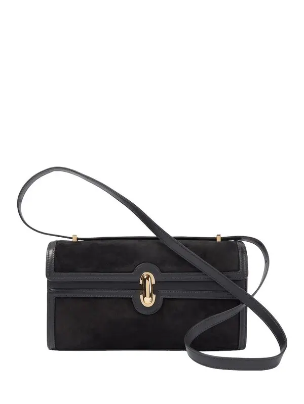 Savette Symmetry 26 Leather-trimmed Suede Shoulder Bag - Black