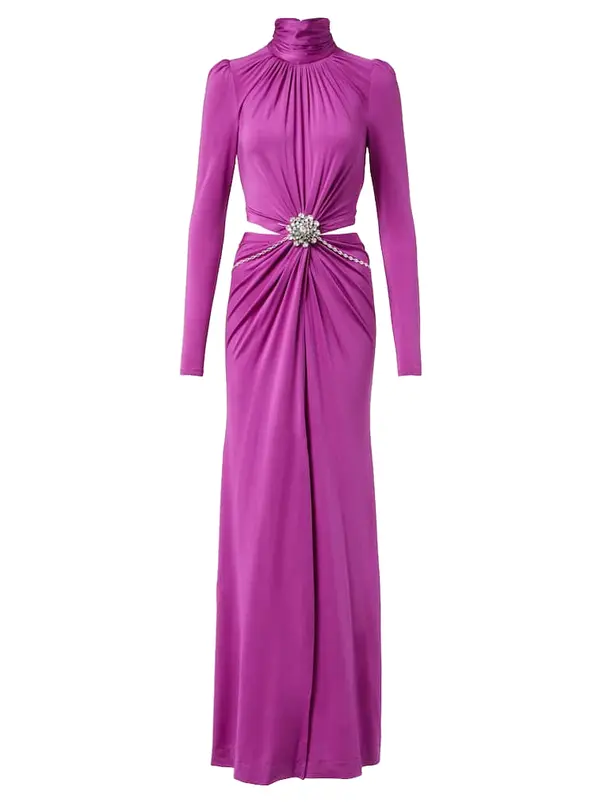 Rabanne Cutout Crystal-embellished Gown - Purple