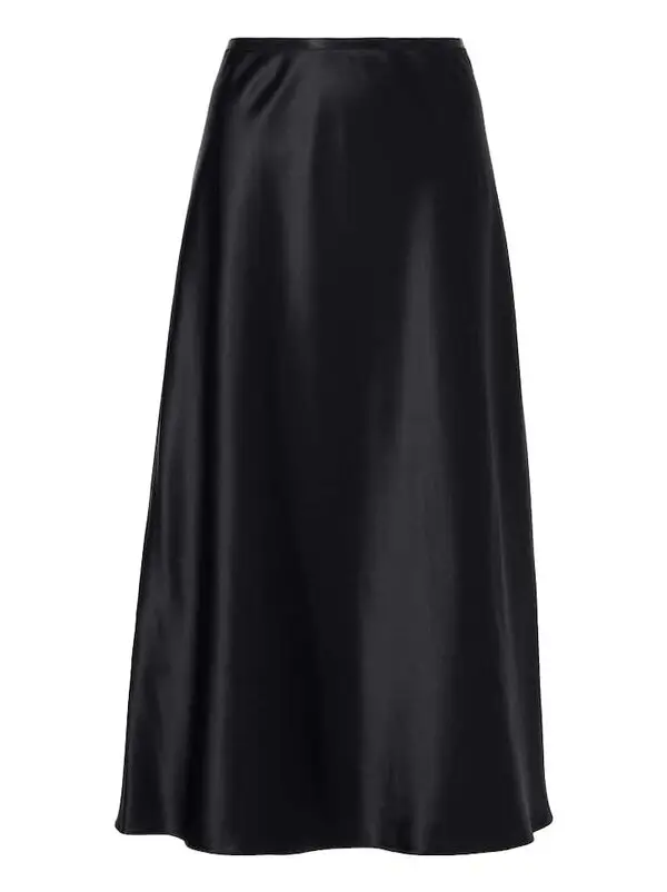 Max Mara Carnet Silk Midi Skirt - Black