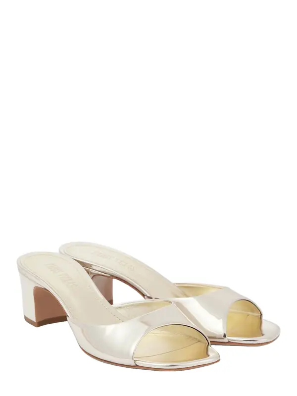 Paris Texas Lara 50 Metallic Leather Mules - Gold